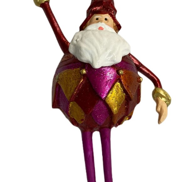 Holiday | Whimsical Pink Long Legged Santa Hand Sculpted Ornament ...